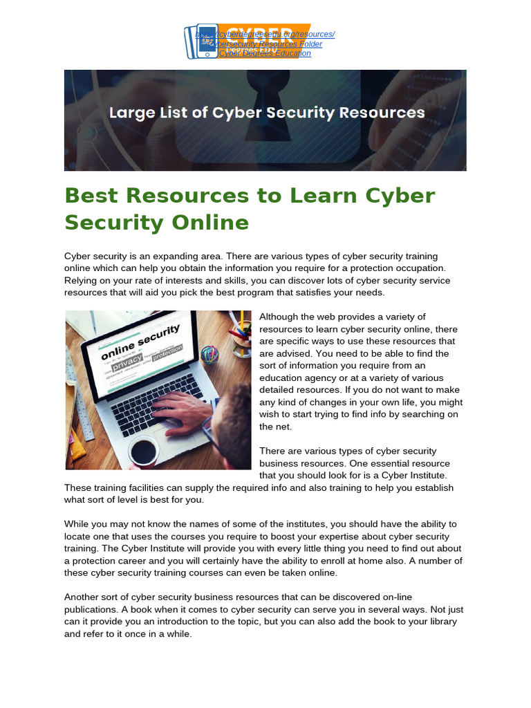 Best Resources To Learn Cyber Security Online | PDF | Computer Security ...