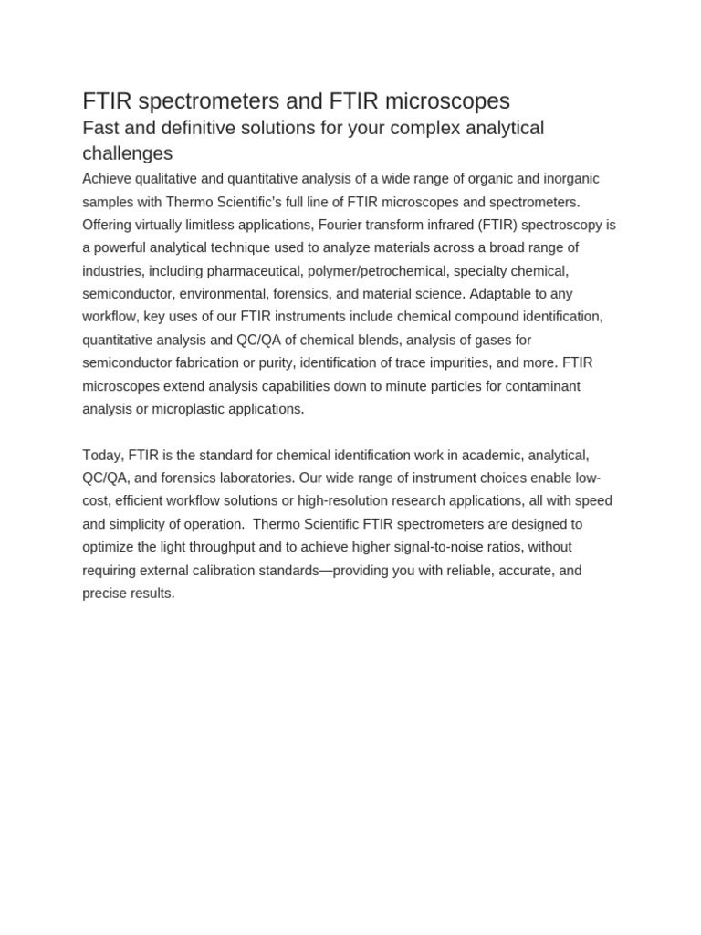 FTIR Spectrometers and FTIR Microscopes | PDF | Raman Spectroscopy ...