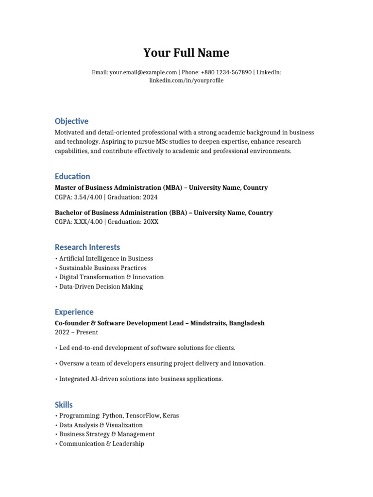 Advanced Resume Template | PDF