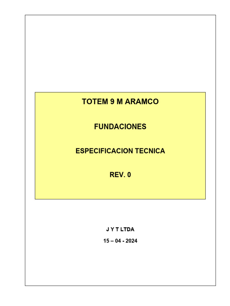 Especificaciones Fundaciones Tótem Aramco 9m | PDF | Hormigón ...