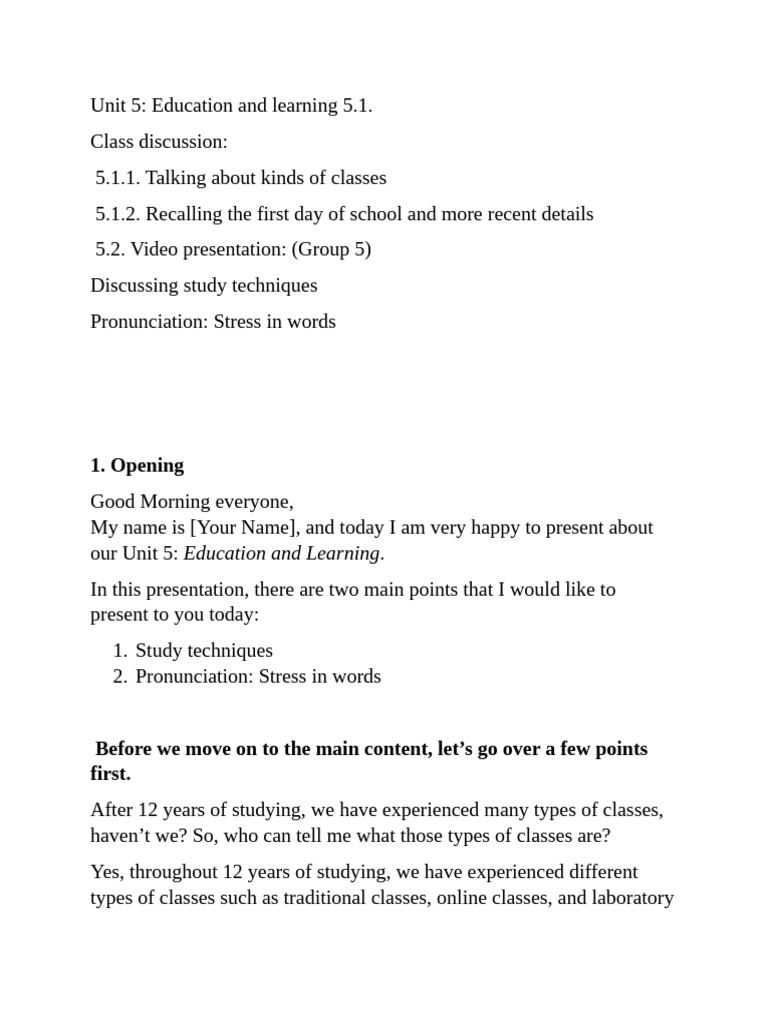 Unit 5 | PDF | Memory | Stress (Linguistics)