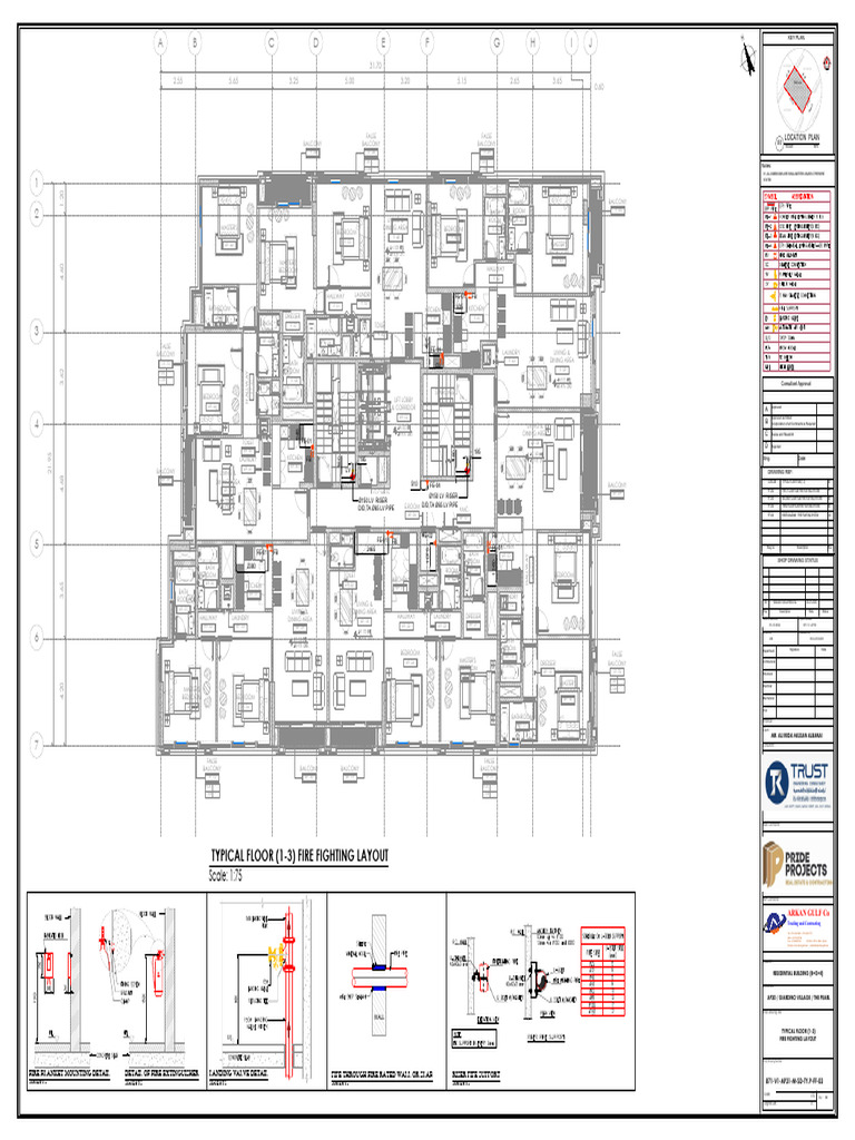 A B C D E F G H I J: Typical Floor (1-3) Fire Fighting Layout | PDF ...