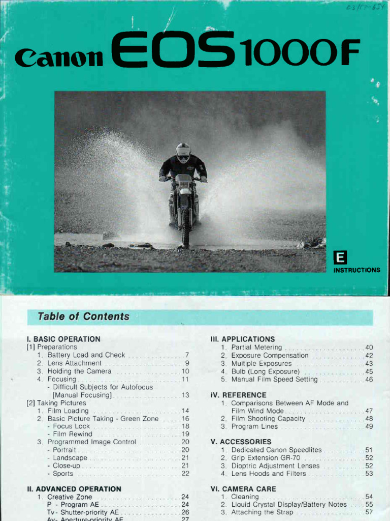 Canon EOS 1000f Manual | PDF