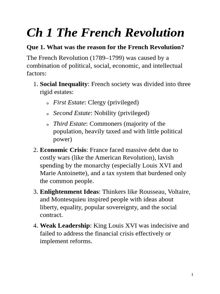 Causes and Impact of the French Revolution | PDF | French Revolution ...