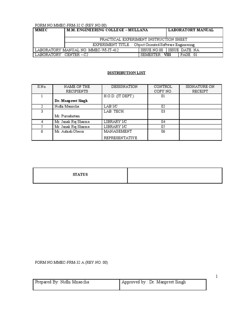 IT Lab Manual for Software Engineering | PDF | Class (Computer ...