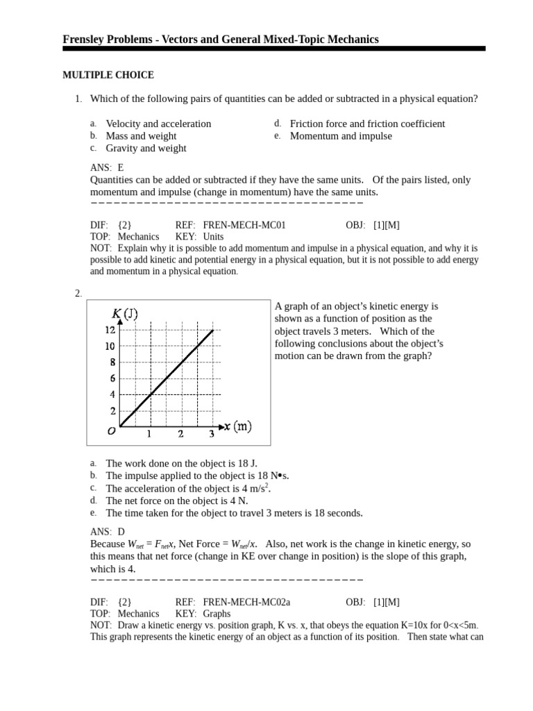 Mechanics: Kinetic Energy and Momentum Analysis | PDF | Force | Momentum