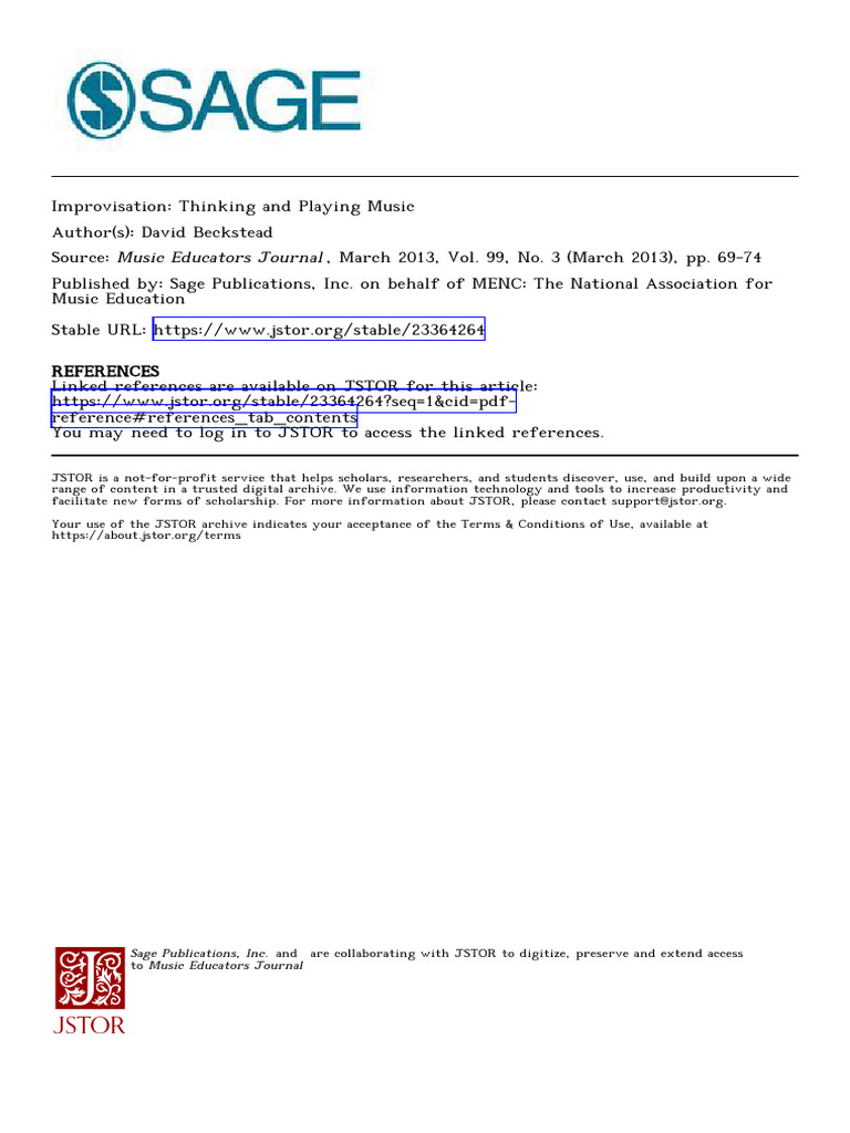 Beckstead ImprovisationThinkingPlaying 2013 | PDF | Improvisation ...