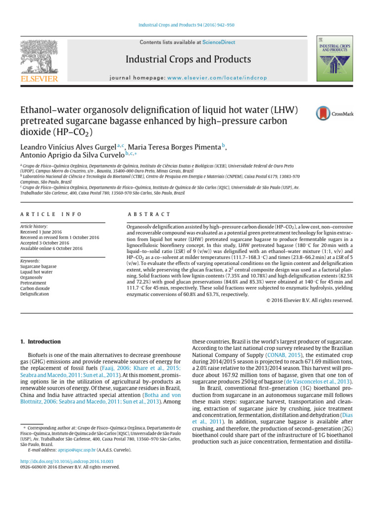 Ethanol-Water Organosolv Delignification of Liquid Hot Water (LHW ...