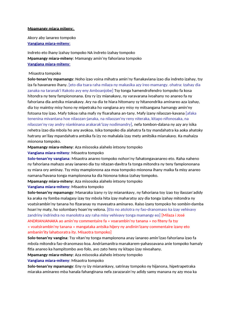 Mpamangy Miara Miteny | PDF