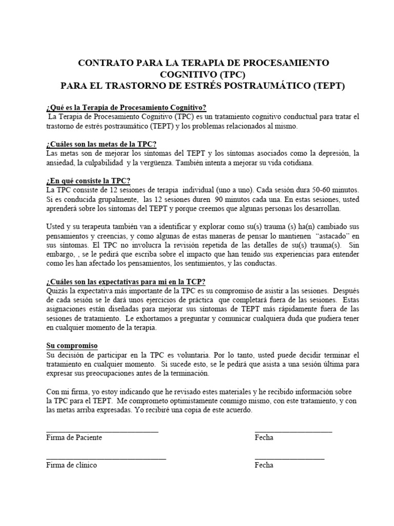 CPT Contract - Spanish | PDF | Enfermedades y trastornos humanos | Las emociones