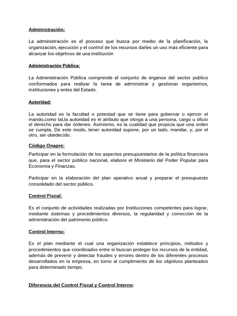 Terminos de Administracion Publica | PDF | Administración Pública ...