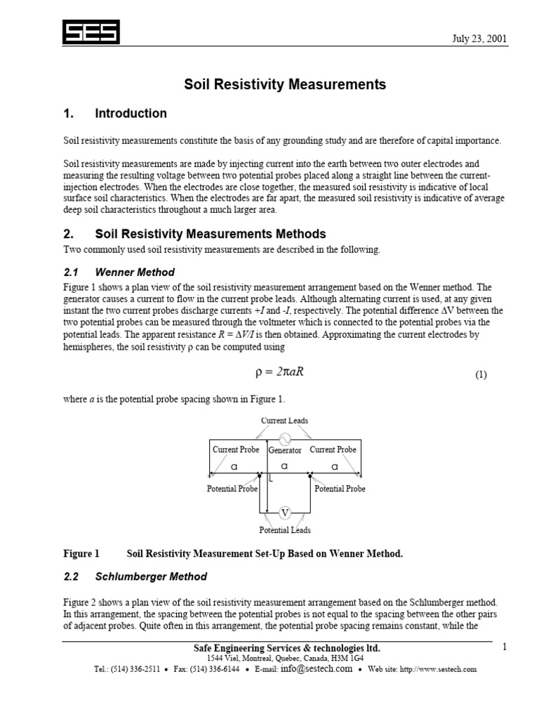Soil Resistivity Measurement Techniques | PDF | Resistor | Electrical ...