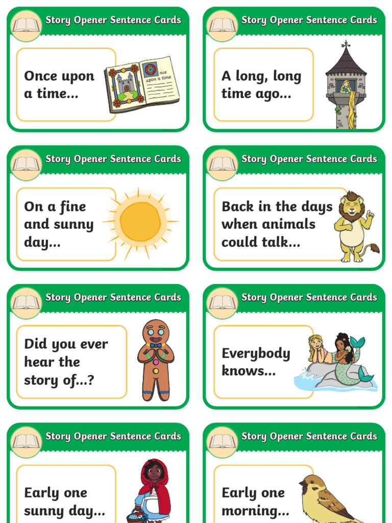 Story Opener Sentence Cards Guide | PDF
