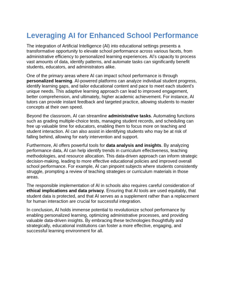 AI in School Performance | PDF | Artificial Intelligence | Intelligence ...