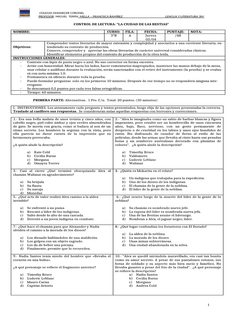 3M LYL CL1 (A) La Ciudad de Las Bestias | PDF