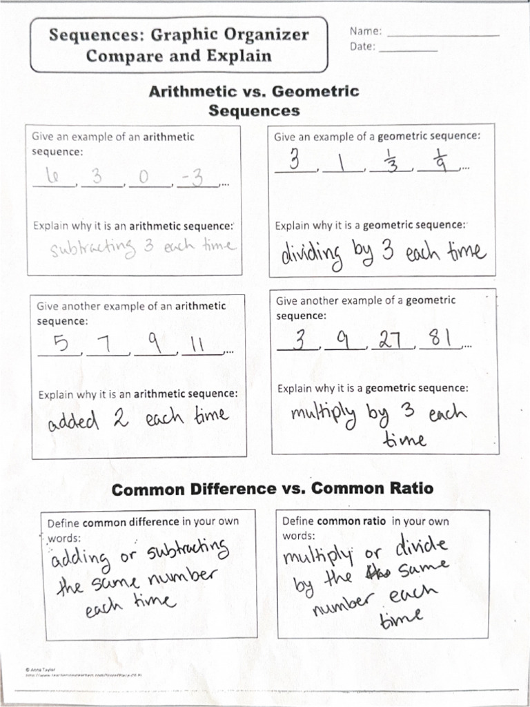 U1 L1 Sequences Examples KEY | PDF