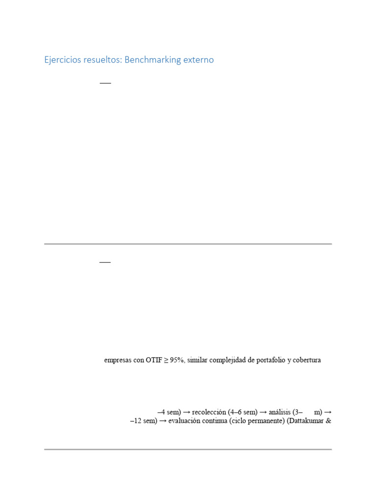 U7 Analisis Externo Benchmarking - EJERCICIOS RESUELTOS | PDF | Benchmarking | Procesos de negocio