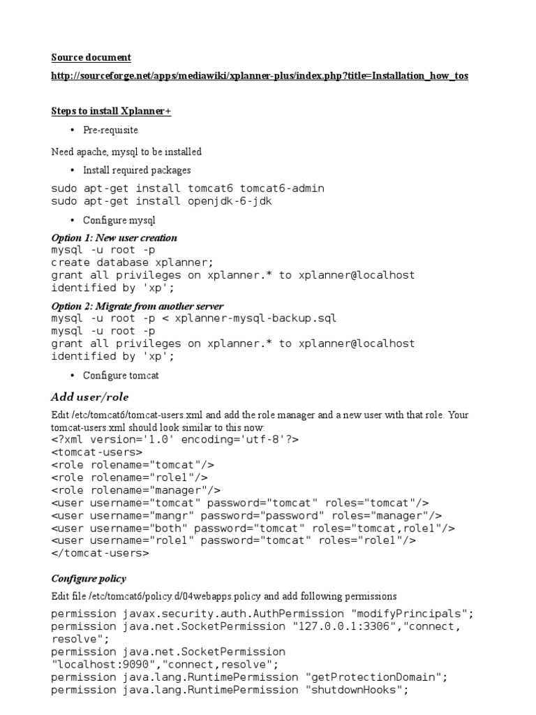 Source Document Steps To Install Xplanner+: Option 1: New User Creation | PDF | My Sql | Data ...