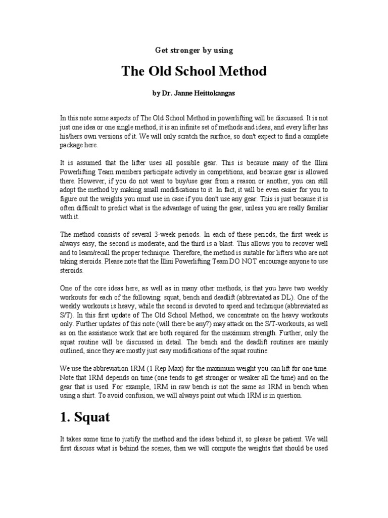 The Old School Method: Get Stronger by Using | PDF | Sports | Weightlifting