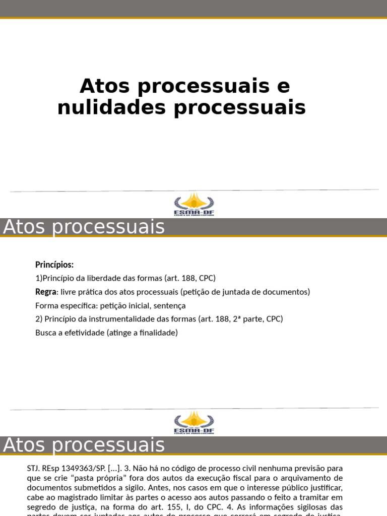 Atos Processuais e Nulidades | PDF | Sentença (jurídico) | Processo civil