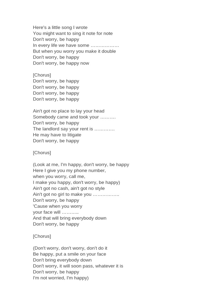 Don't Worry, Be Happy Lyrics | PDF