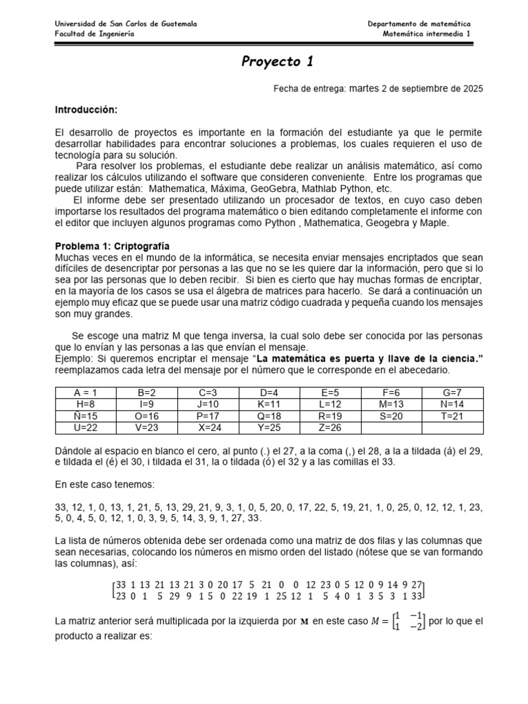 Proy 1 MI1 2do Se 2025 | PDF | Integral | Criptografía