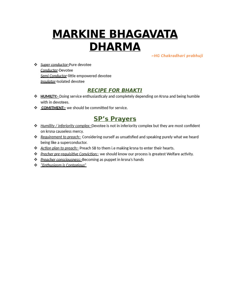 Markine Bhagavata Dharma FHG Chakradhari Prabhuji | PDF