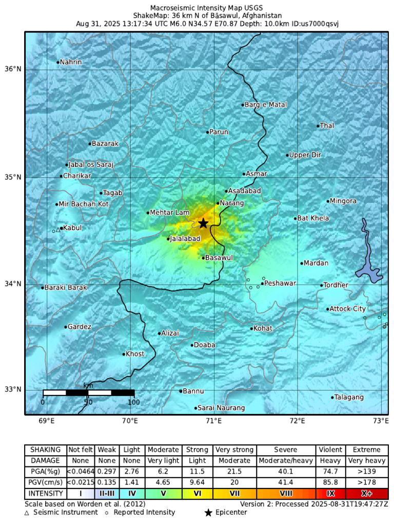 USGS ShakeMap: M6.0 Earthquake in Afghanistan | PDF