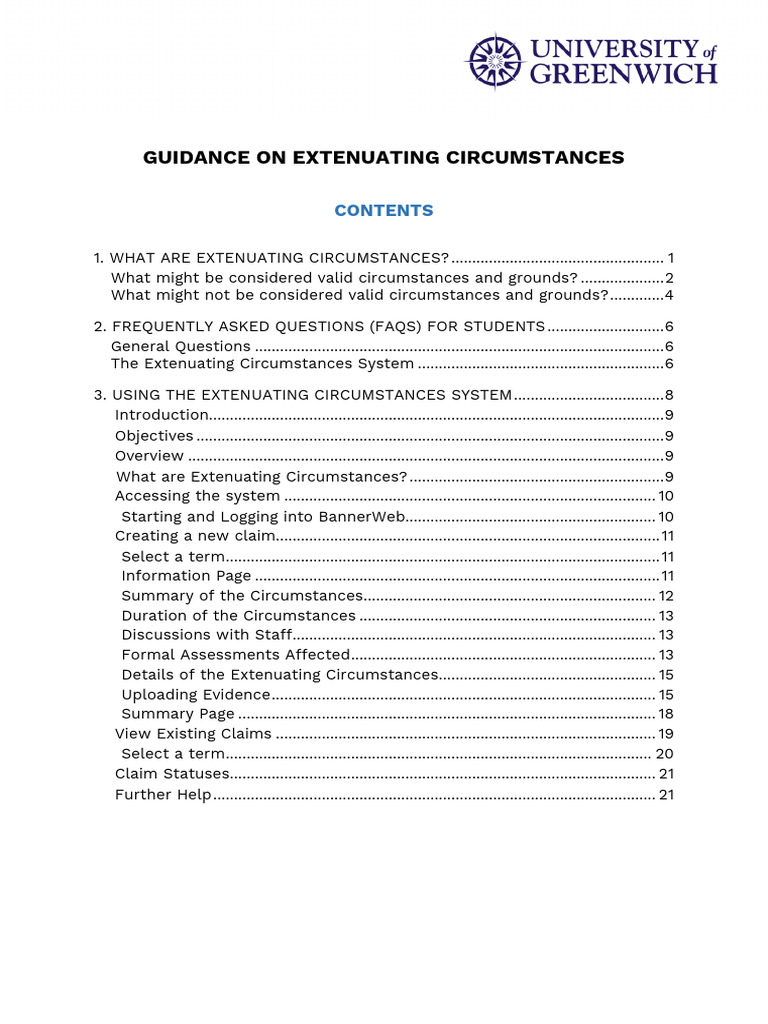 Guidance On Extenuating Circumstances | PDF | Mitigating Factor | Justice