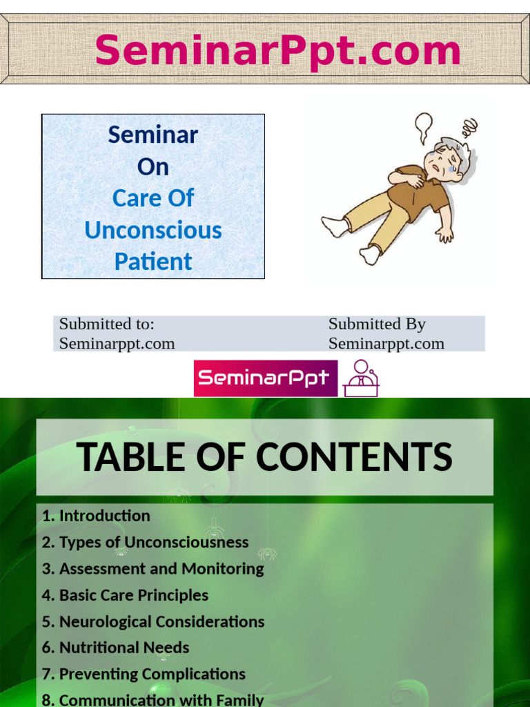 care-of-unconscious-patient-ppt1 | PDF | Coma | Medical Specialties