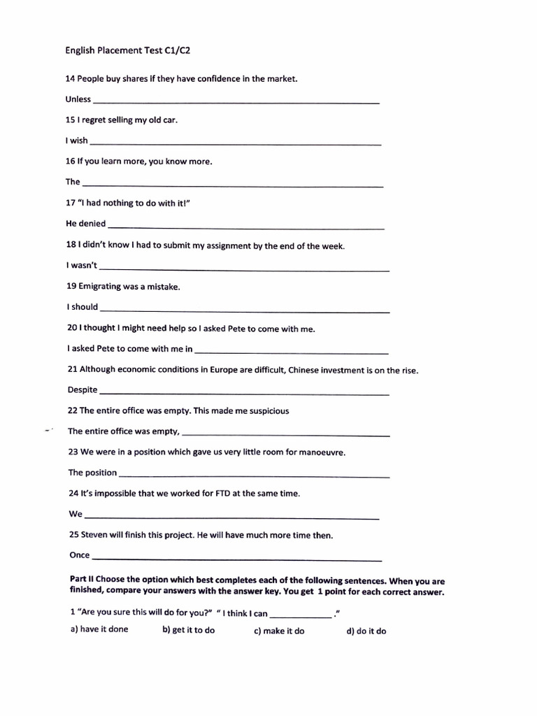 C1 Grammar Exercise Part 2 | PDF