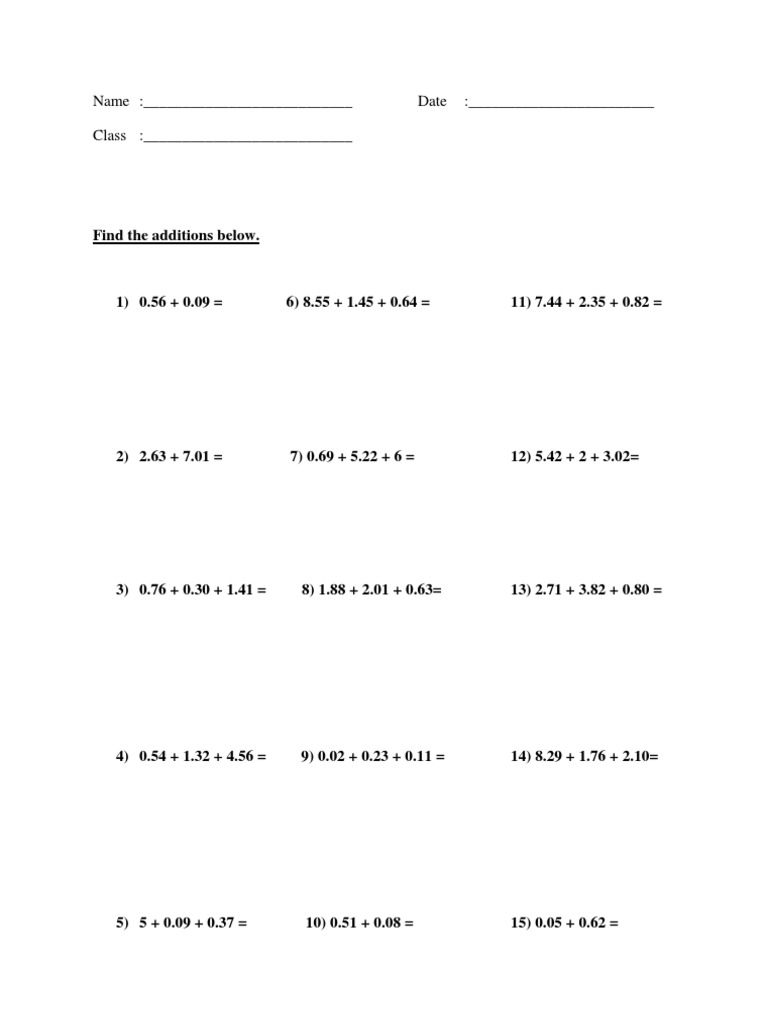 Math Addition Practice Worksheet | PDF