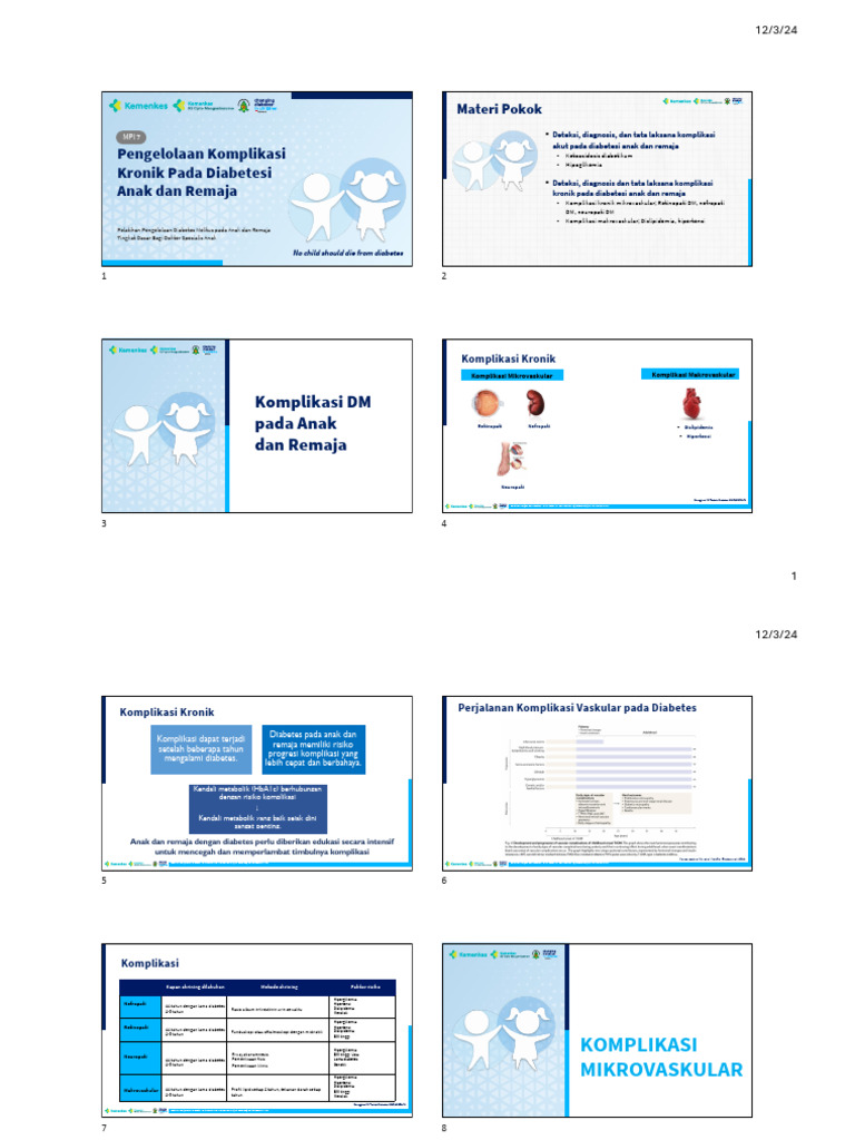 Handout_MPI 7 Komplikasi Kronik DM Anak Dan Remaja | PDF