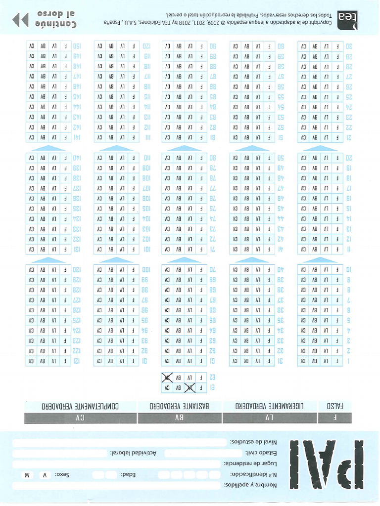 Hoja Respuesta Pai | PDF