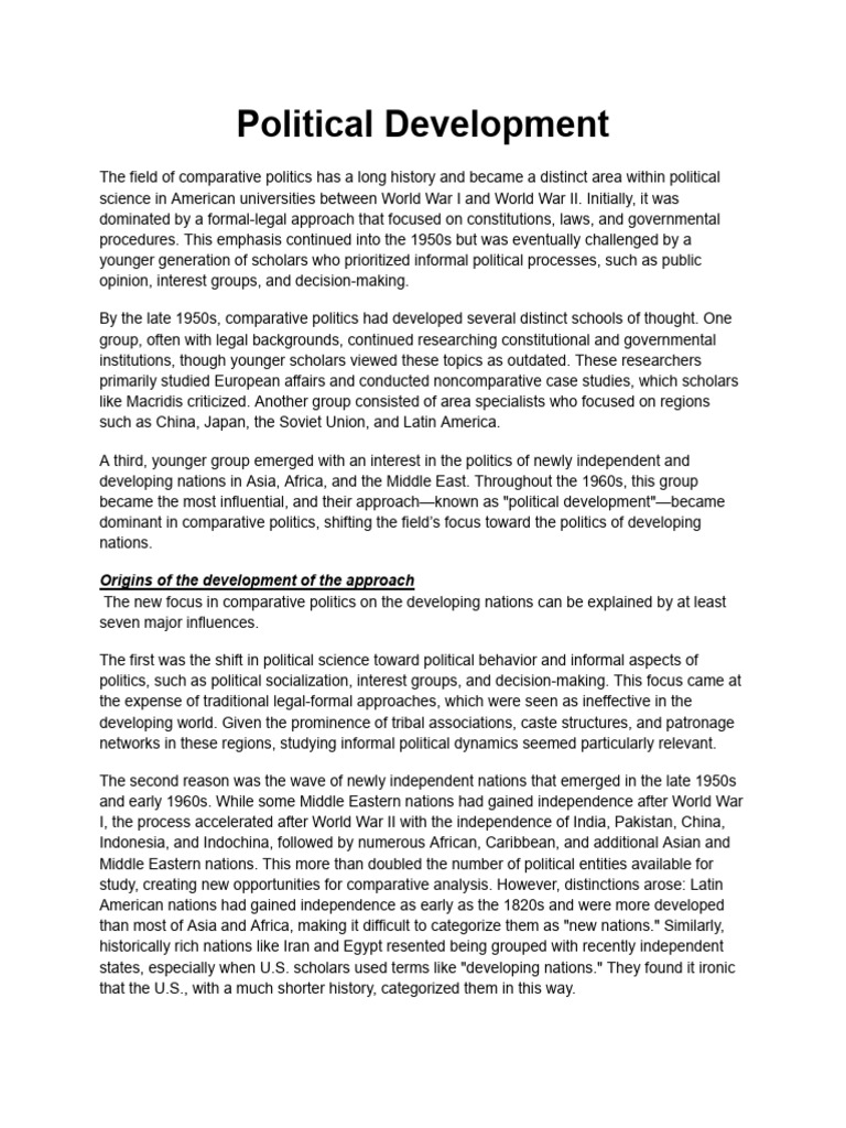 Evolution of Political Development Theory | PDF | Modernization Theory ...