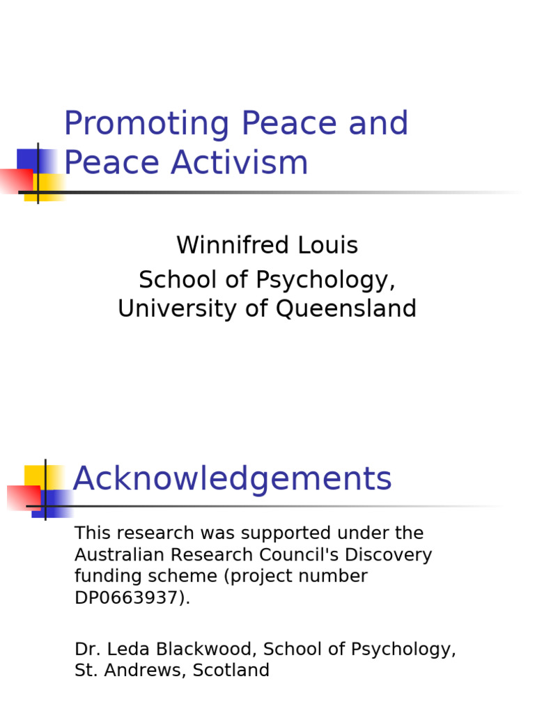 Understanding Peace Activism Dynamics | PDF | Psychological Concepts ...