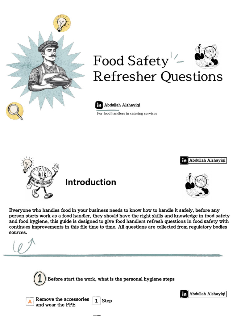 Food Safety Refresher Questions For Food Handles 1754543809 | PDF ...