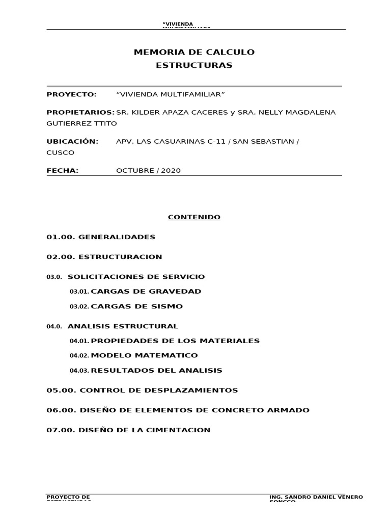 Memoria Calculo Sr. Kilder | PDF | Hormigón | Viga (Estructura)