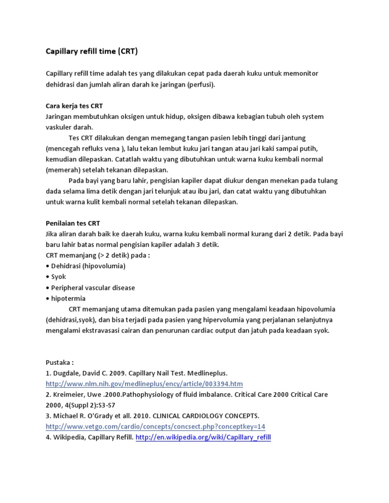 Capillary Refill Time | PDF