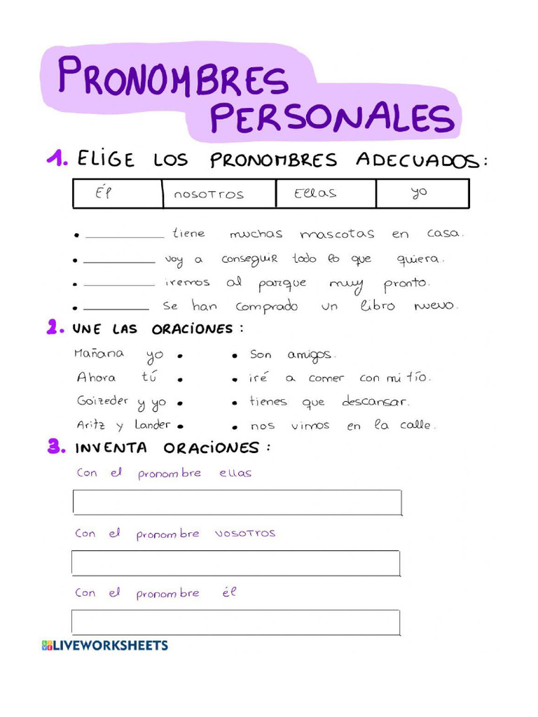 Pronombres Pruebas | PDF