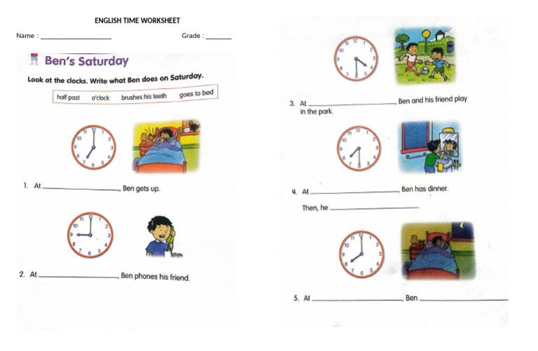 English Time Worksheet | PDF