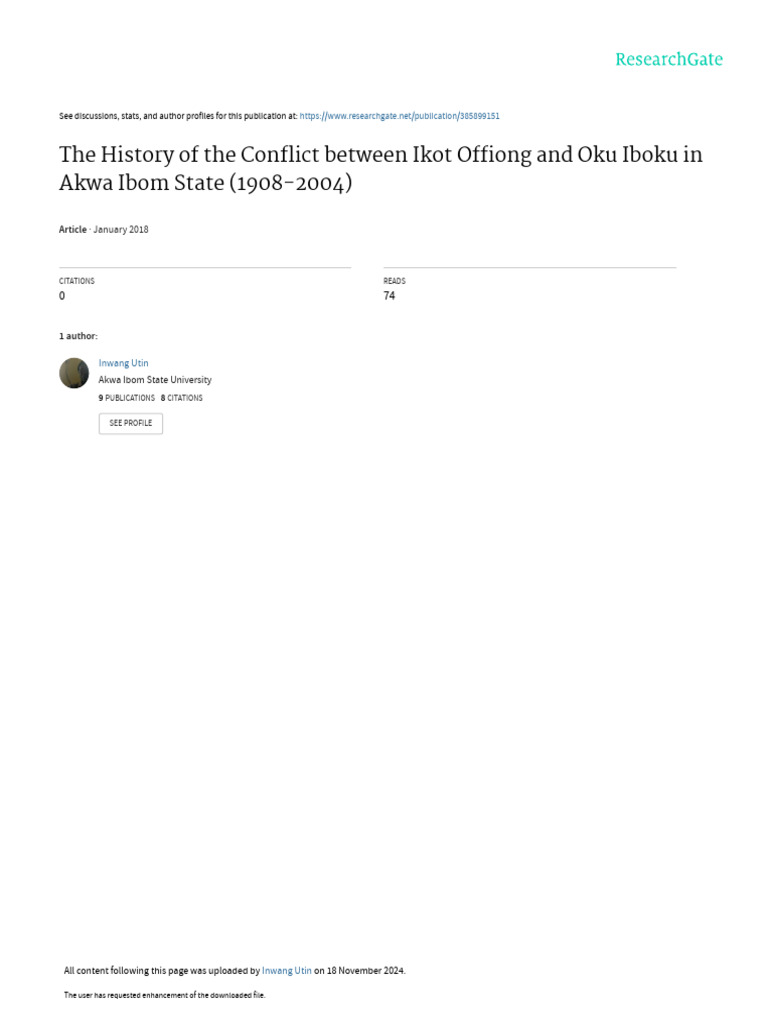The History of The Conflict Between Ikot Offiong and Oku Iboku in Akwa ...