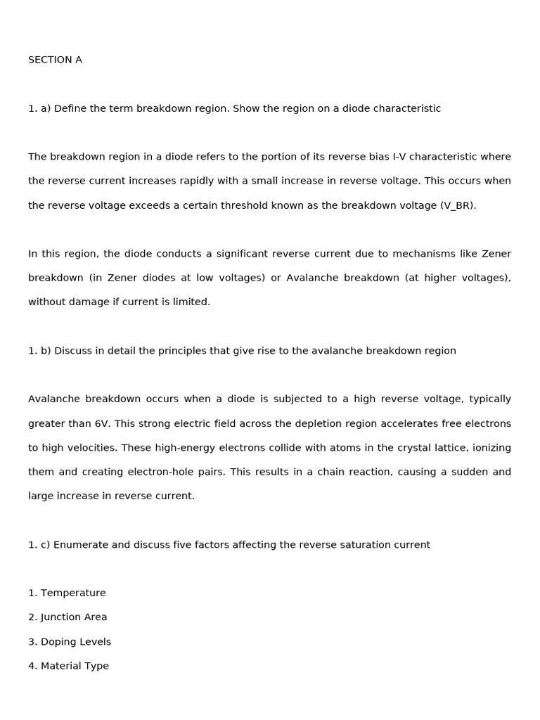 ECE 321 Physical Electronics Exam Answers | PDF | Electrical Breakdown | P–N Junction