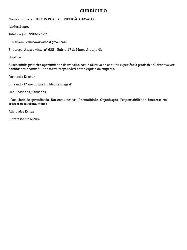 Curriculo Emily Raissa - Docx 20250801 093531 0000 | PDF