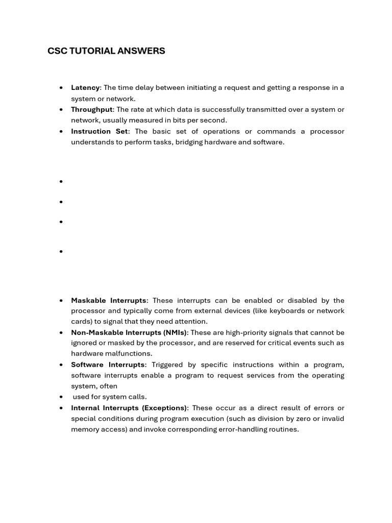 CSC Tutorial Answers Real | PDF | Central Processing Unit | Computer ...