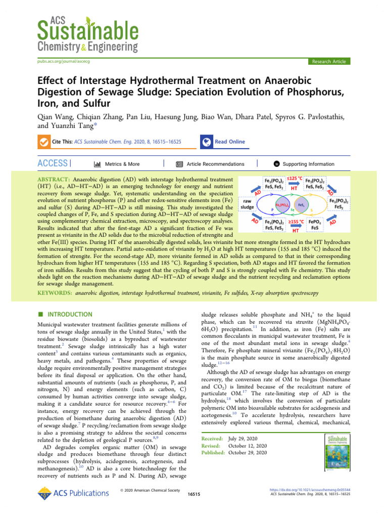 21 Effect of Interstage Hydrothermal Treatment | PDF | Sewage Treatment | Anaerobic Digestion