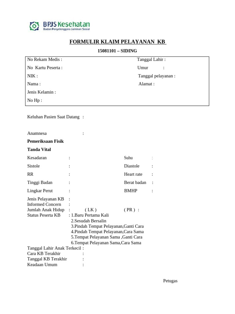 Formulir Klaim Pelayanan KB 15081101 | PDF