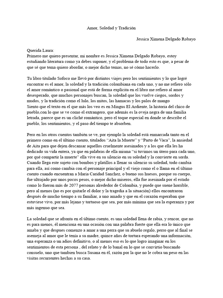 Amor y Soledad en la Tradición Colombiana | PDF | Amor