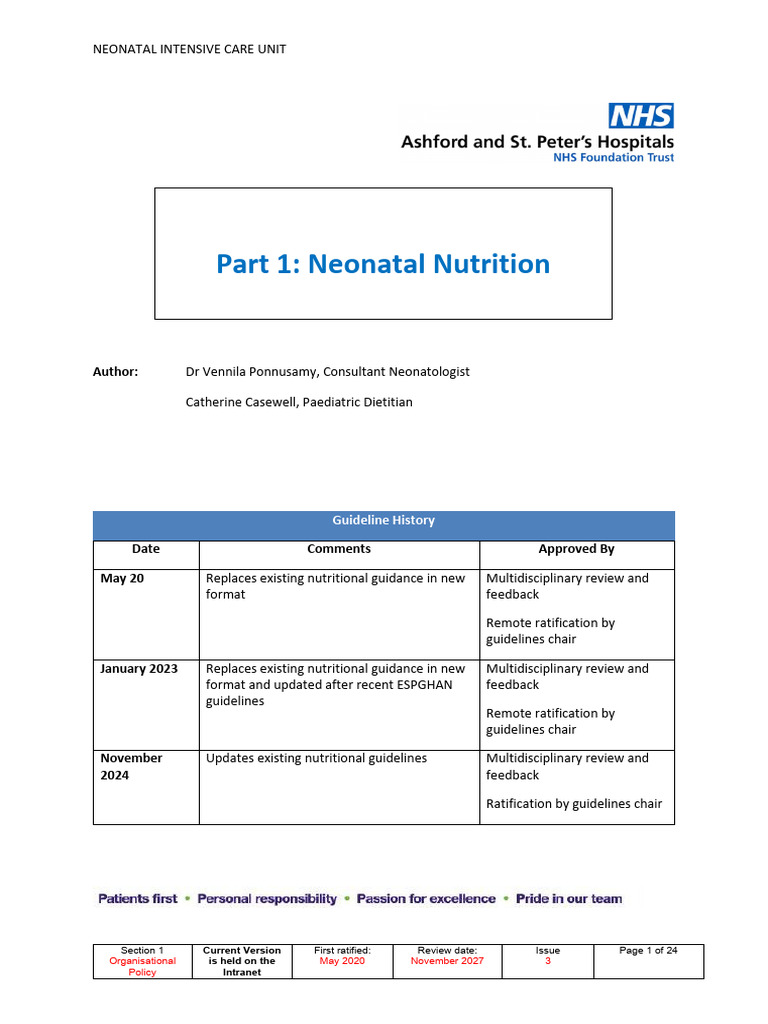 Neonatal Nutrition Guidelines for NICU | PDF | Preterm Birth | Infants