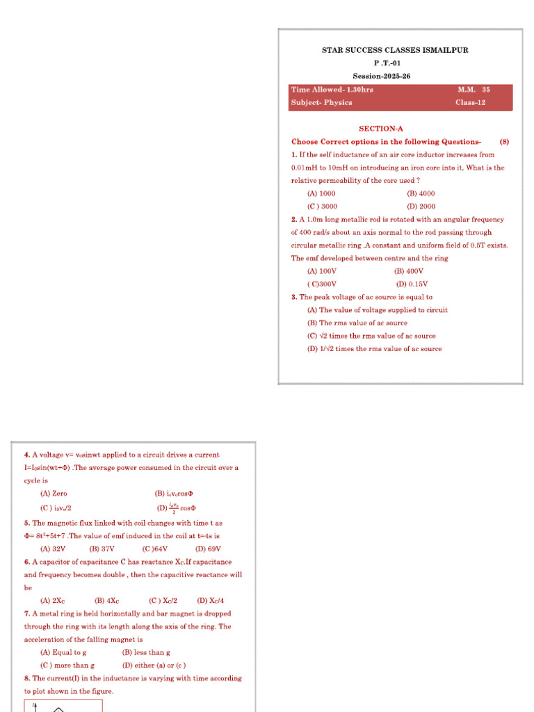 12 Phy Test 1 | PDF
